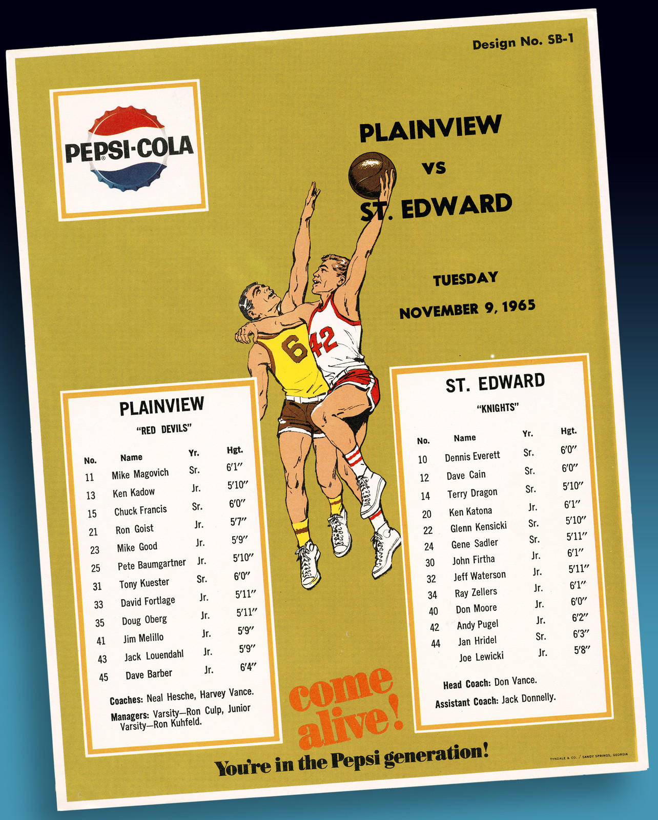 Pepsi Cola Antiguo Baloncesto Highschool Sample Sheet 1965 Xtrarares ...