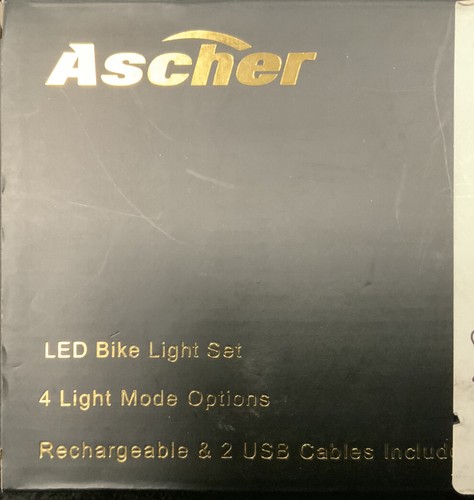 Ascher Rechargeable LED Bike Lights Set with 1800 mAh Lithium Battery ...