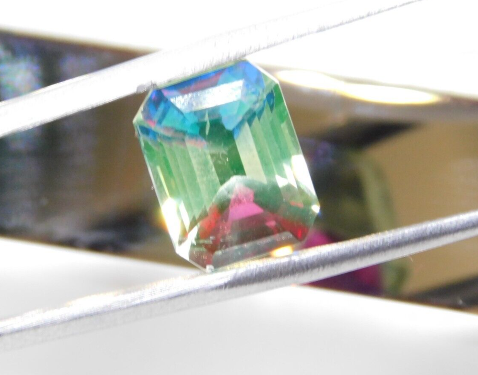 7.90Ct Natural Tri -Color Pitambari Sapphire Radiant Cut Loose Gemstone ...