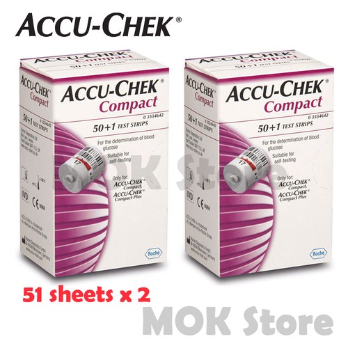 Accu-Chek Compact Test 102 Strips For Accu Chek Compact Plus (51x2) EXP ...