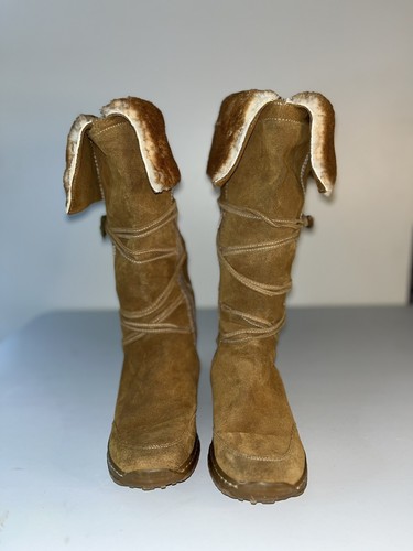 Ruff Hewn Womens Sz 7.5 Suede Shearling Fold Over Tall Boots Shoes Tan ...