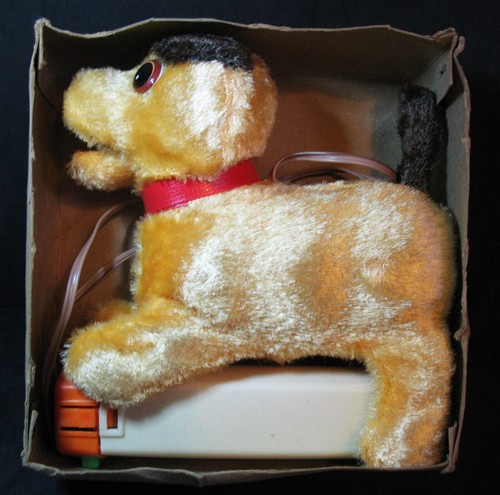 Vintage IWAYA Battery Operated Remote Control Mohair Peppy Puppy Toy ...