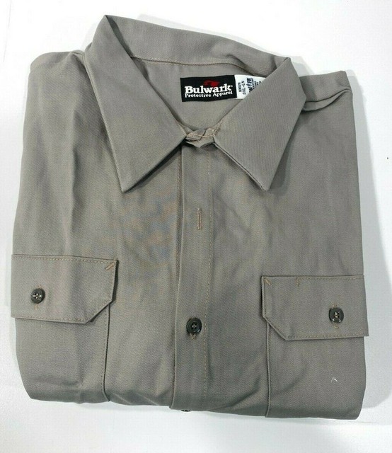 Mens Bulwark Flame Resistant Excel-fr Work Shirt SEW2 Silver Grey 3xl ...