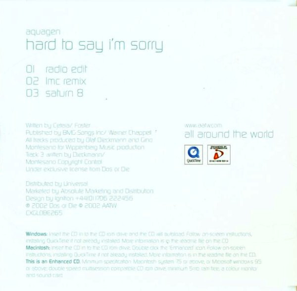 Aquagen Hard To Say I'm Sorry - CD | eBay