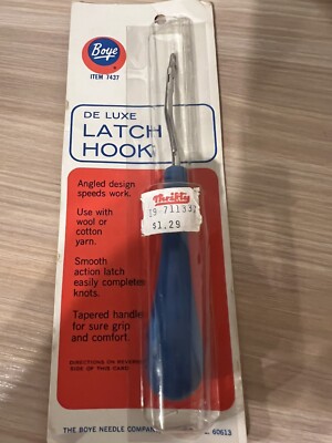 Boye Latch Hook Rug tool item #7437 New Vintage Wood Handle | eBay