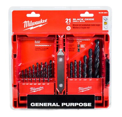 Milwaukee Thunderbolt Black Oxide Drill Bits - 21-Pc. Set, Model# 48-89 ...