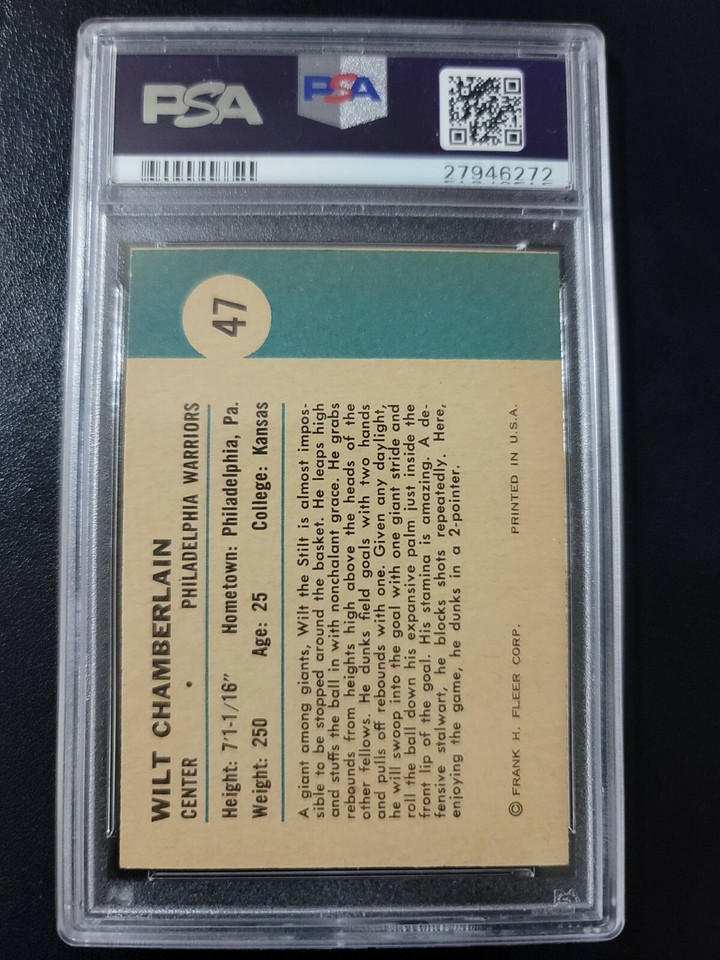 1961 Fleer Wilt Chamberlain In Action Rookie Card #47 PSA 7 | eBay