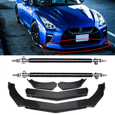 Carbon Fiber Front Bumper Lips Spoiler Body Kit + Strut Rods For NISSAN ...