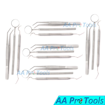 15 Pcs Basic Dental Set - Explorer Probe, Dental Mirror, College Cotton ...