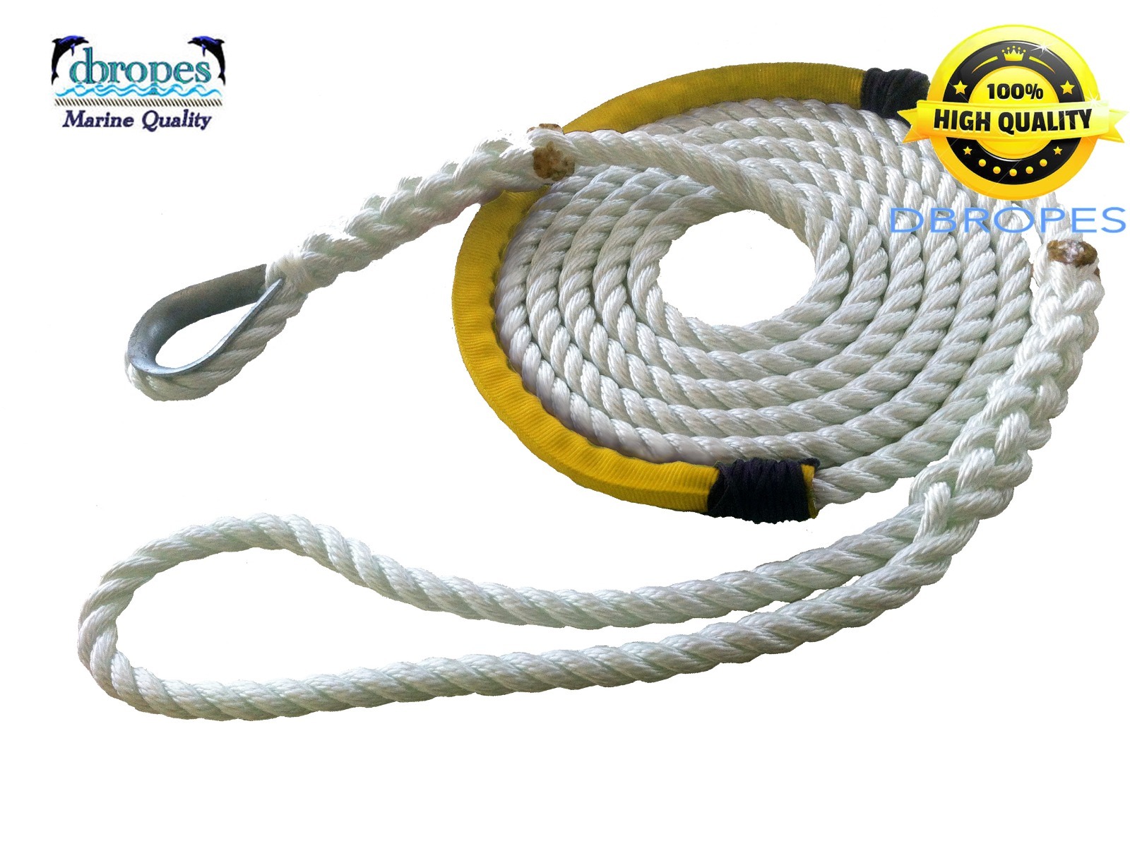 2 of 3 Strand Mooring Pendant Nylon Rope Lines 1/2"X10'+ Chafe Guard ...
