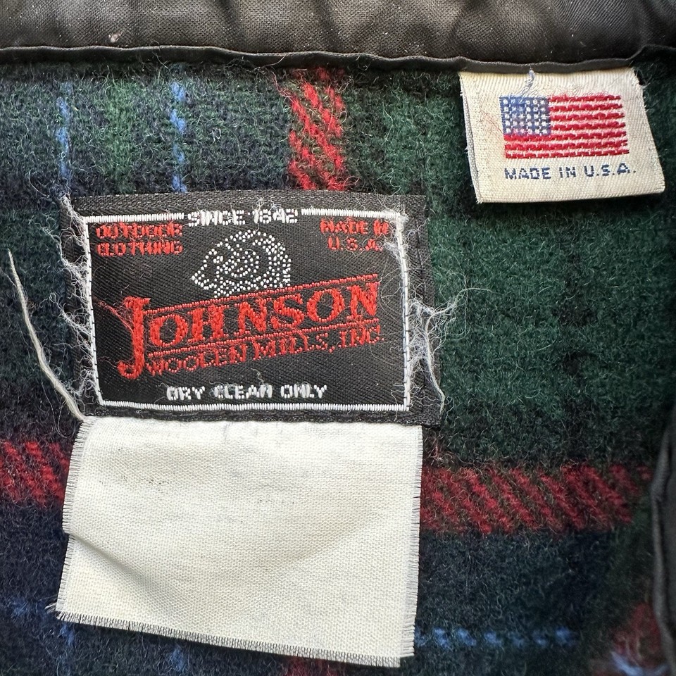 Vintage Johnson Woolen Mills Wool Jacket Green Red Blue Check Size L | eBay