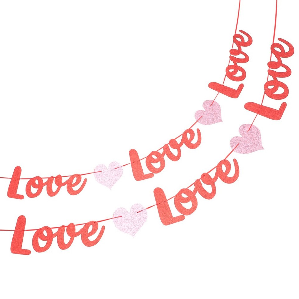 2 Pcs Valentine' Day Heart Banners Party Hanging Garland Bunting | eBay UK