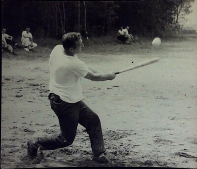 Man Batting Baseball Softball Snapshot Photo Bat Swinging Action Field ...