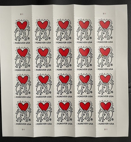Keith Haring Love US Forever Stamps #5953a 2025 Sheet Pane of 20 | eBay