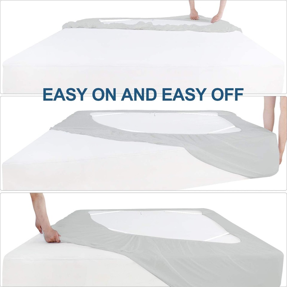 Box Spring Cover Elastic Fabric Wrap Around 4 Sides Bed Skirt Queen ...