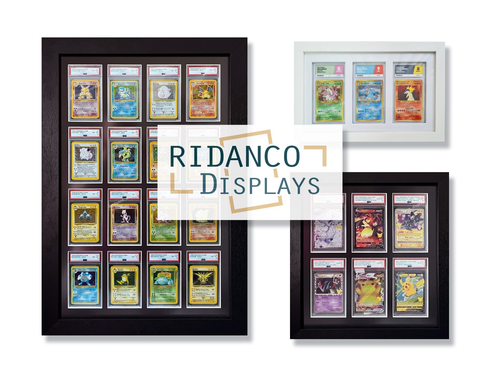 Premium 9 Card PSA Frames, Black Wall Display Graded TCG slabs, CGC MCG ...