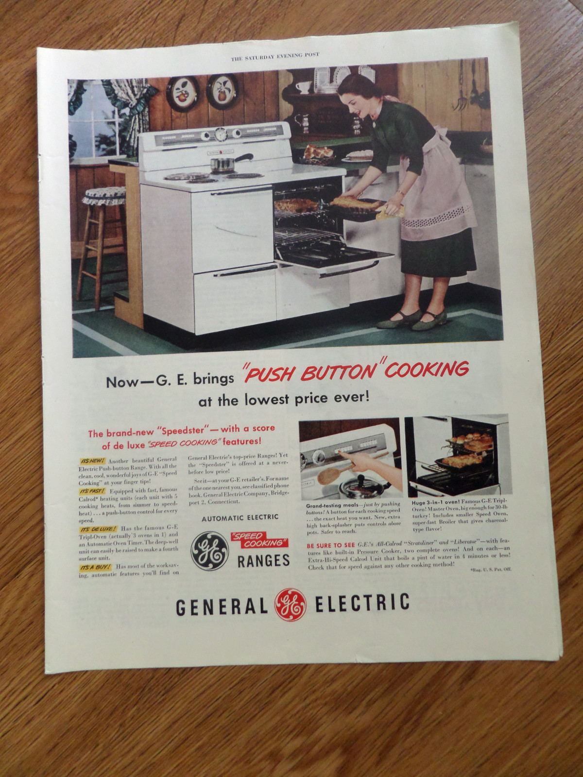 1950 GE General Electric Push Button Cooking Ranges Ad | eBay