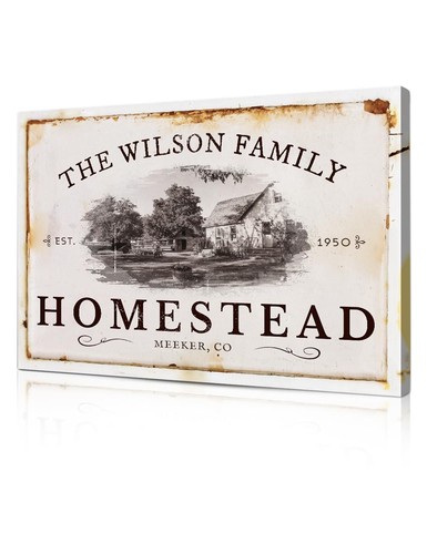 DECORARTS - Vintage Homestead Sign, Custom Farmhouse Canvas Wall Art ...