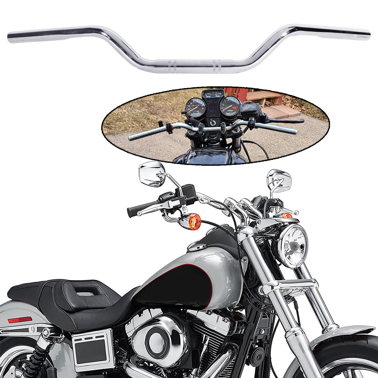 Chrome 1" Drag Bar Handlebars fits Honda Shadow VT VT1100 VT750 VT600 ...