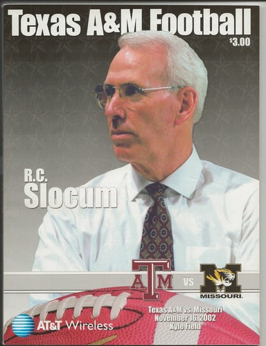 2002 Texas A&M Vs. Missouri Football Program - R. C. Slocum’s Last Home ...
