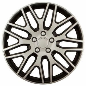 4 pcs SET 15" WHEEL TRIMS COVERS SILVER - BLACK HUB CAPS 15 INCH DAKAR ...