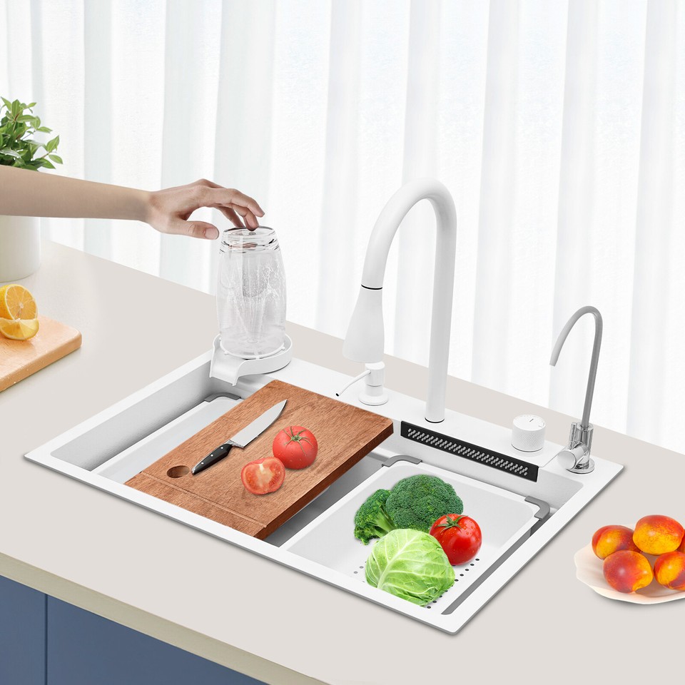 Kitchen Sink Rectangular Countertop Sink Stainless Steel Sink w/ Pull ...