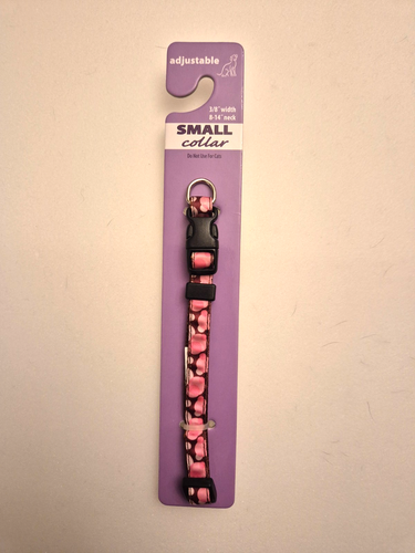 Adjustable small spotty dog collar pink & brown brand new in packaging ...