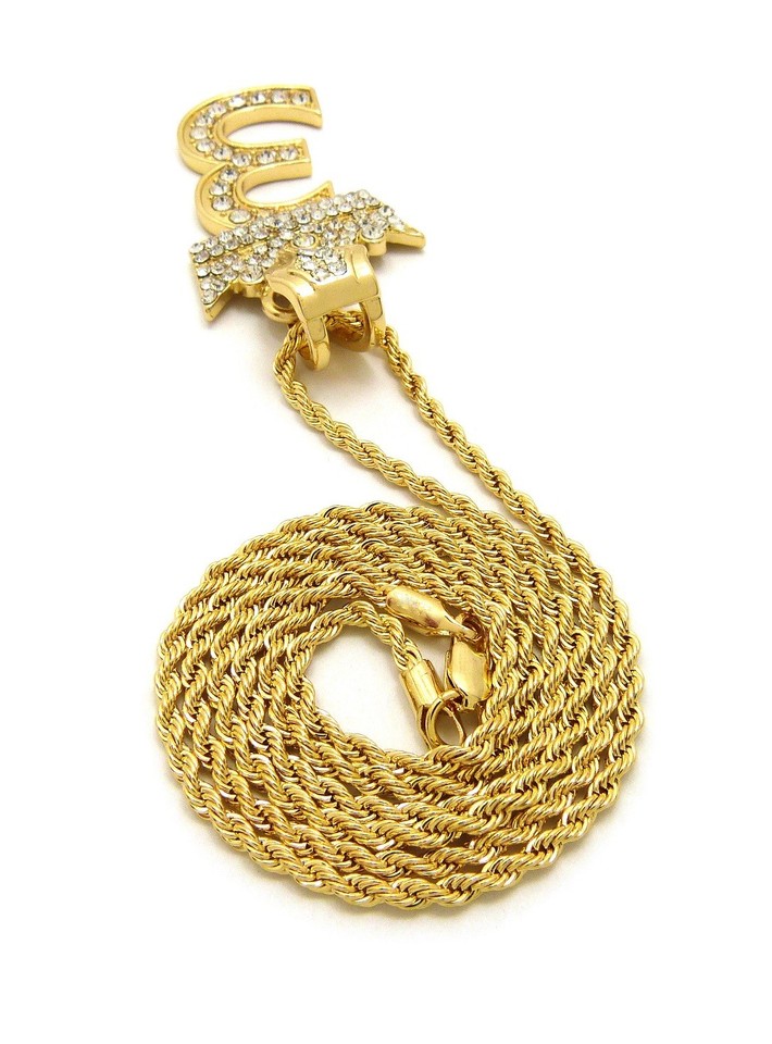 NEW # 1 to 9 NUMBER PENDANT & 24" VARIOUS CHAINS & COLOR HIP HOP ...