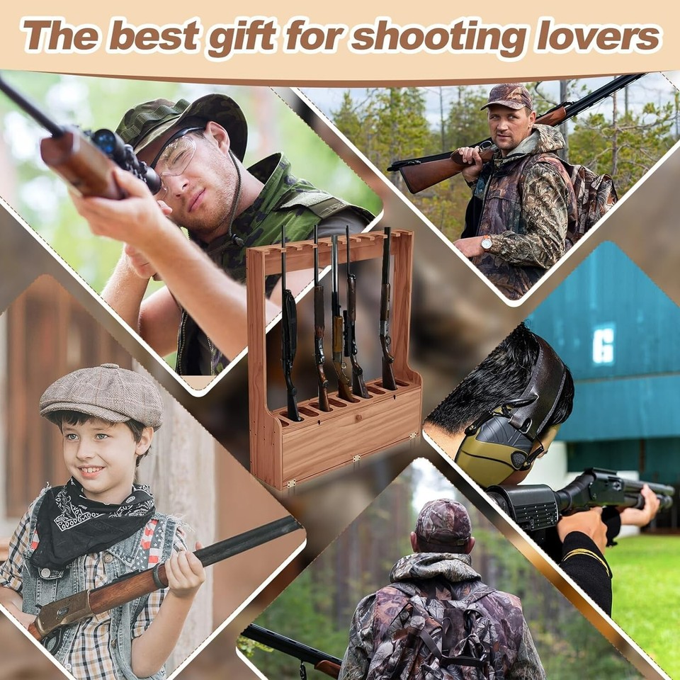 Rustic Wooden Gun Rack - Solid Pine - 10 Gun Display - Storage ...