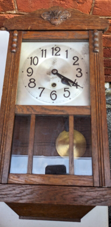 Antique Oak Striking Pendulum Wall Clock By HAC Hamburg American Clock ...
