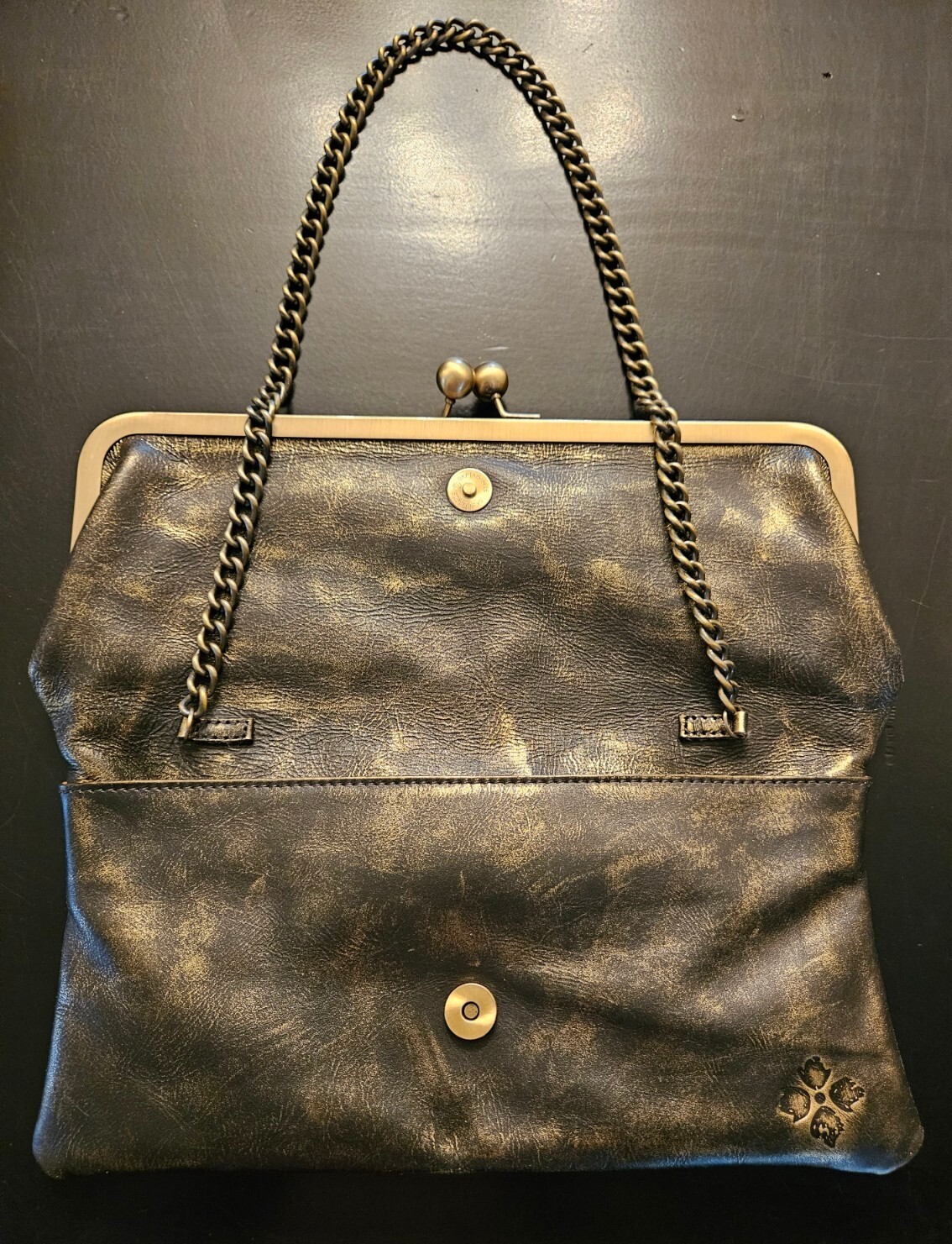 Patricia Nash Black Gold Metallic Rose Embossed Leat… - Gem