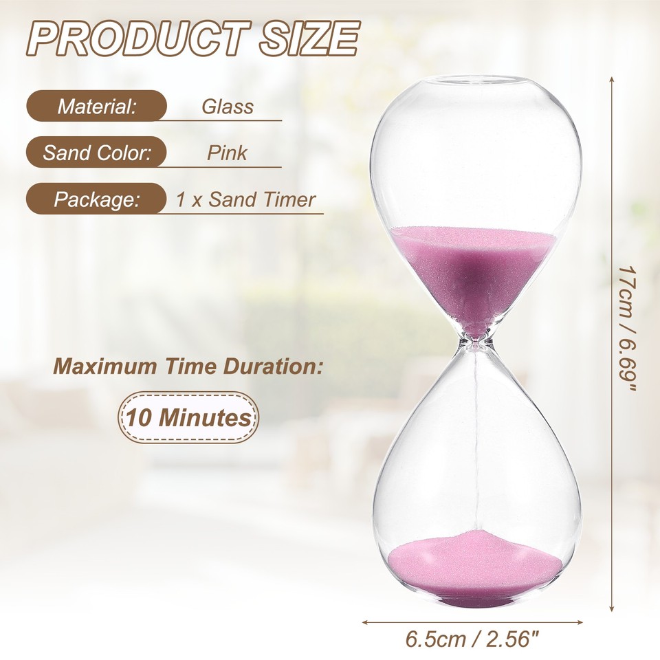 10 Minutes Sand Timer, Watch High Glass Sandglass Timer, Pink | eBay