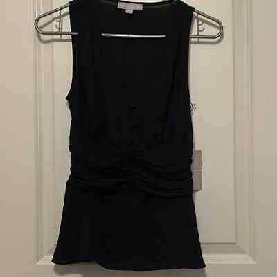 Chelsea28 black tank top with button detail and ruching. NWT. Size XS ...