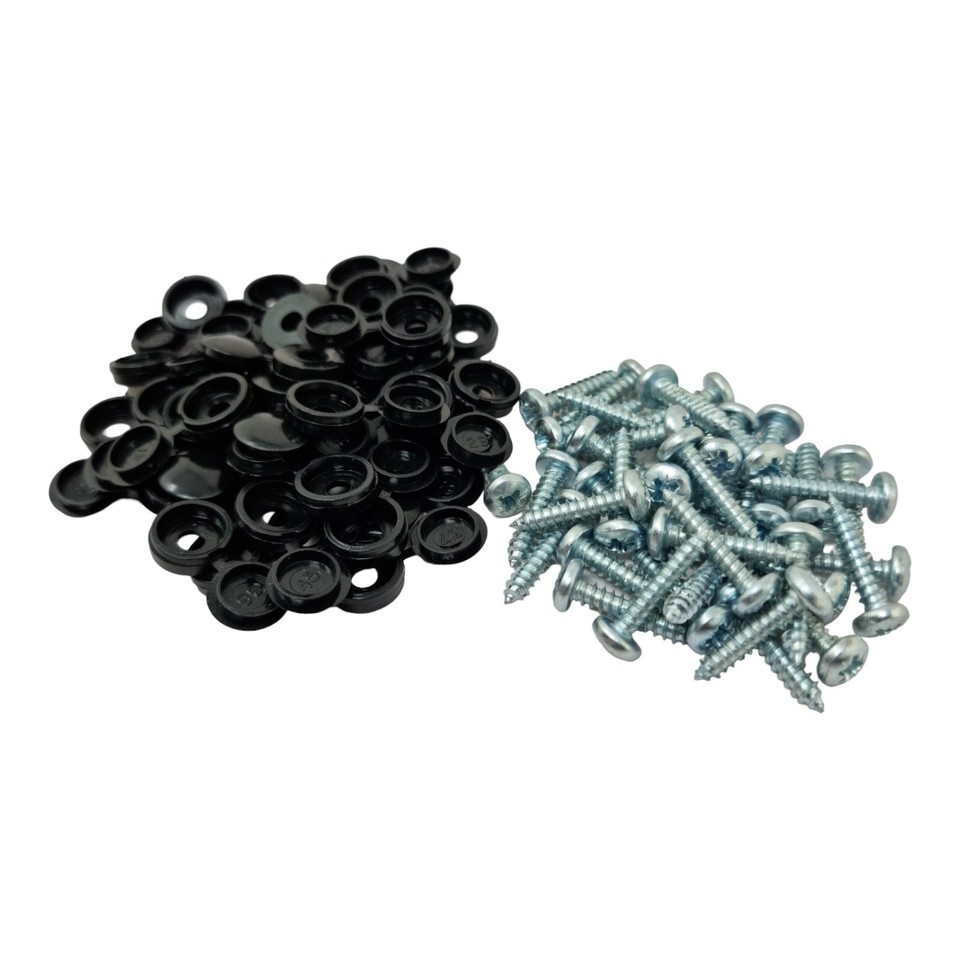 NUMBER PLATE FITTING KIT SCREWS & CAPS BLACK BLUE WHITE YELLOW MUTI ...