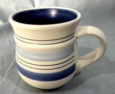 Pfaltzgraff Rio Coffee Tea Cocoa Mug Stoneware White Blue Stripe Made ...