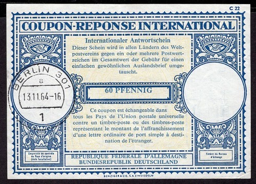 IRC INTERNATIONAL REPLY COUPON GERMANY 1964 PS STATIONERY BERLIN | eBay