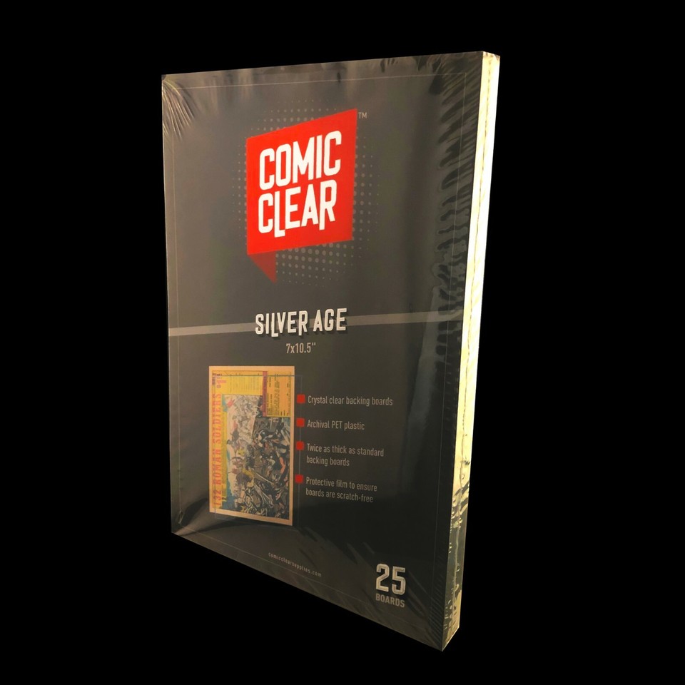 25-pack of Crystal-Clear Comic Clear Backing Boards - Silver Age Size ...