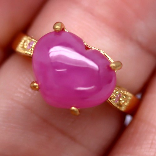 Heated 9 x 11 MM. Red Ruby & Sapphire Ring 925 Sterling Silver Size 7 ...