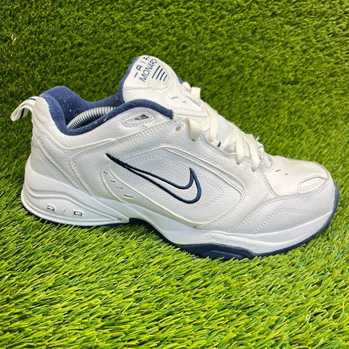 Nike Air Monarch III Mens Size 10.5 White Blue Athletic Leather Shoes ...