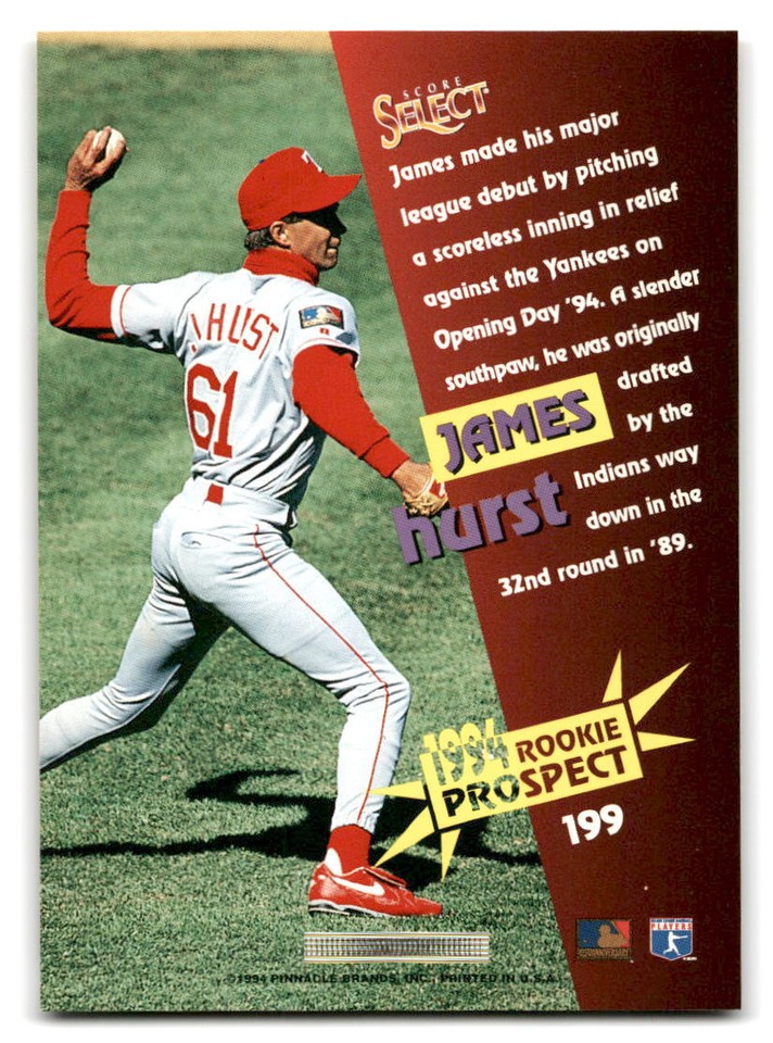 James Hurst 1994 Select #199 Texas Rangers BASEBALL | eBay