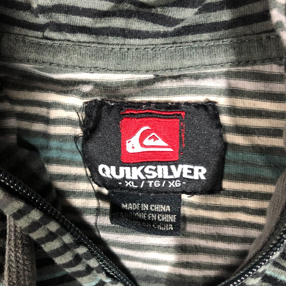 Quicksilver Sweater Mens XL Gray Multicolor Striped Zip Long Sleeve ...
