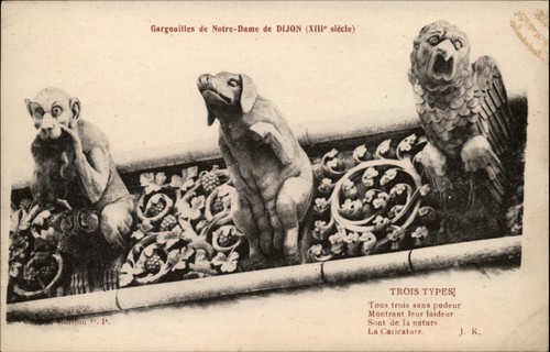 Paris Ile-de-France France Notre Dame Gargoyles Trois types Poem c1910 ...