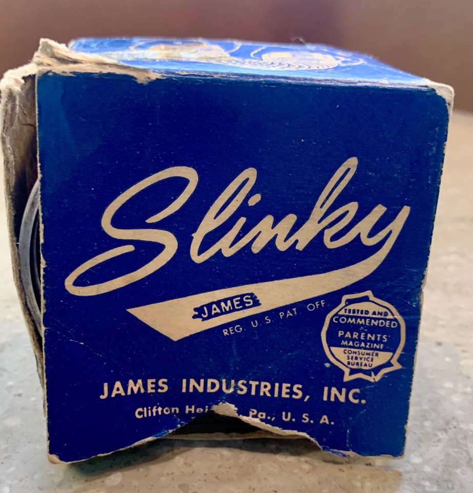 VINTAGE 1940'S SLINKY, BLUE BOX, JAMES INDUSTRIES, CLIFTON . PA , NEAT TOY | eBay