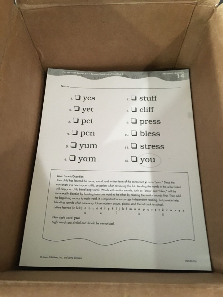 SAXON PHONICS & SPELLING WORKSHEETS FOR 32 STUDENTS / KINDERGARTEN ...