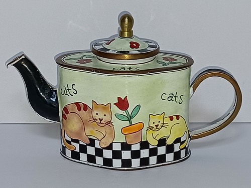 Kelvin Chen Miniature Enamel Teapot Cats Number 1591 Vintage 1999 | eBay