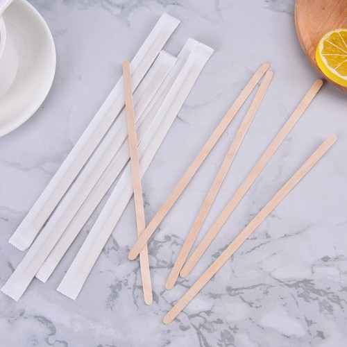 100pcs Disposable stir sticks Natural Wooden tea Coffee Stirrers Cafe ...