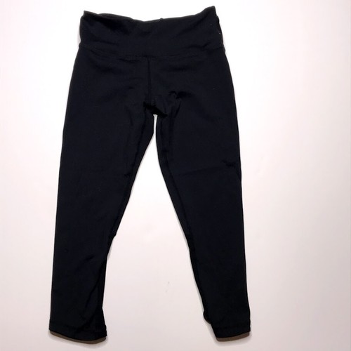 Lululemon Run Around Crop Womens 4 Black Mesh Panel Pockets Curved Hem ...