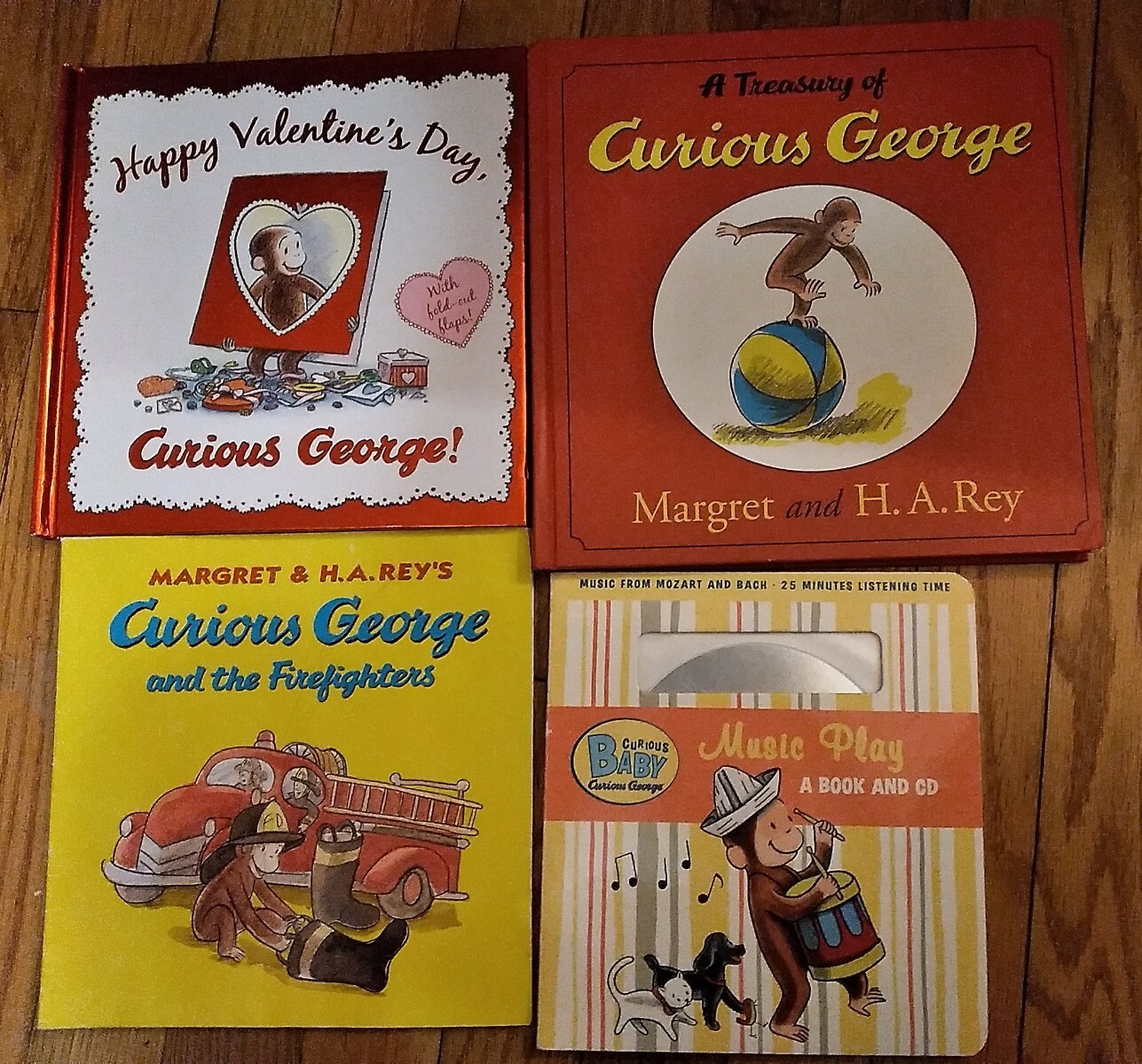 LOT OF 4 💥 A Treasury of Curious George, Music Play Book & CD ...
