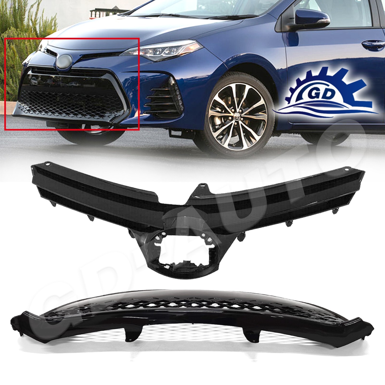 For 2017 2018 2019 Toyota Corolla SE XSE Front Upper & Lower Bumper ...