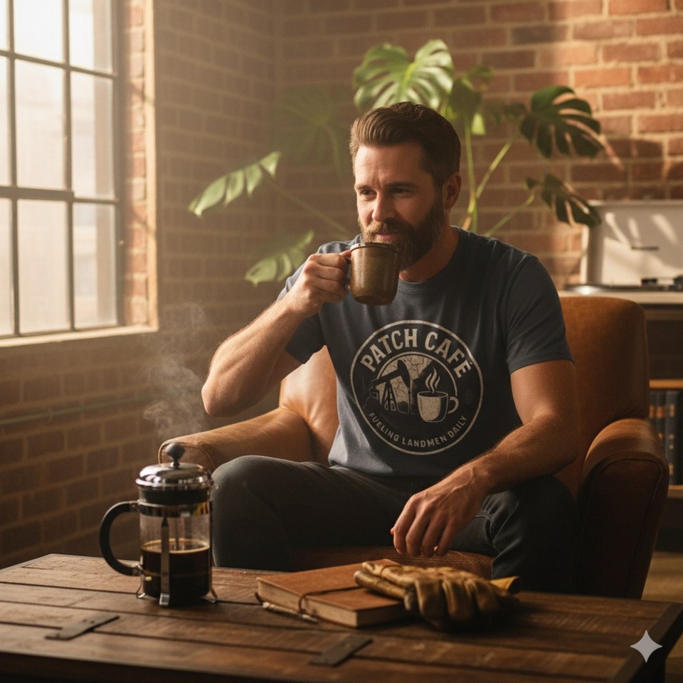 Patch Café T-Shirt Fueling Landmen Daily Oilfield Coffee Tee Landman ...